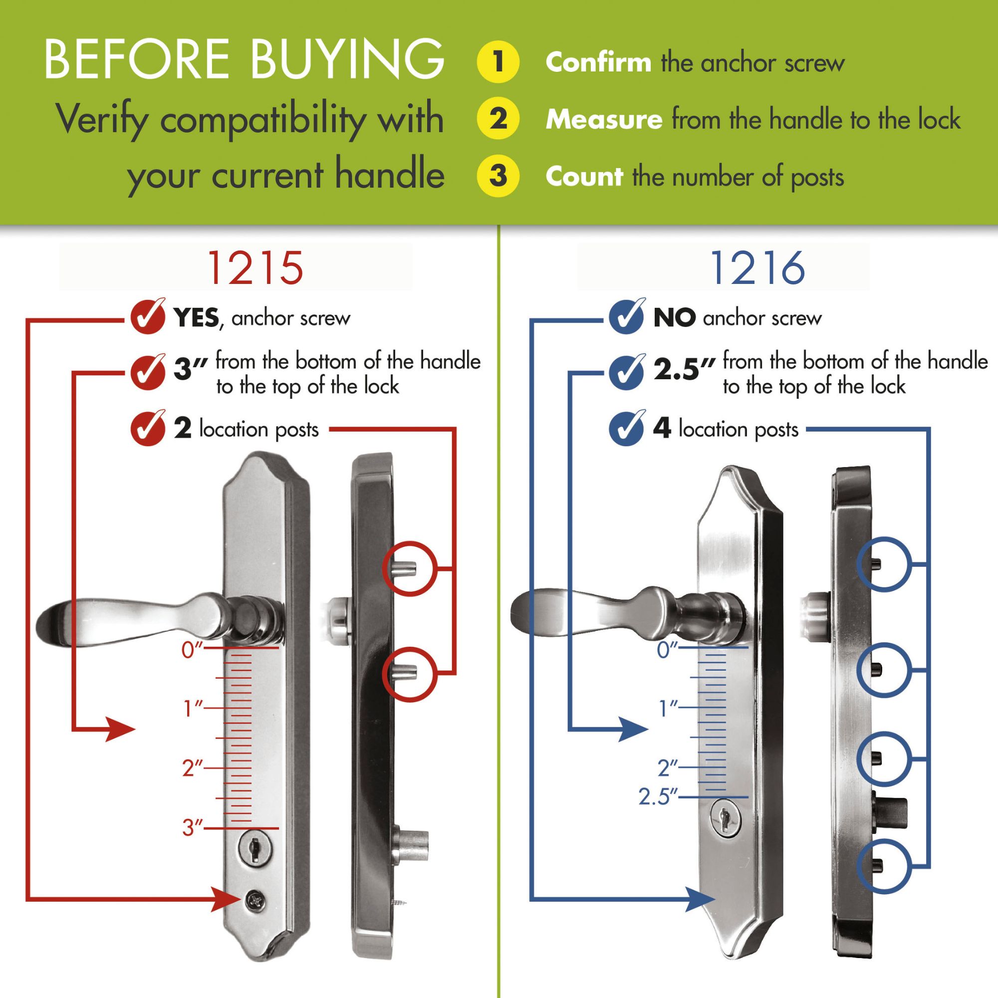 ML Lever Set With Keyed Deadbolt, Black (2 Posts With Tie Down Screw)
