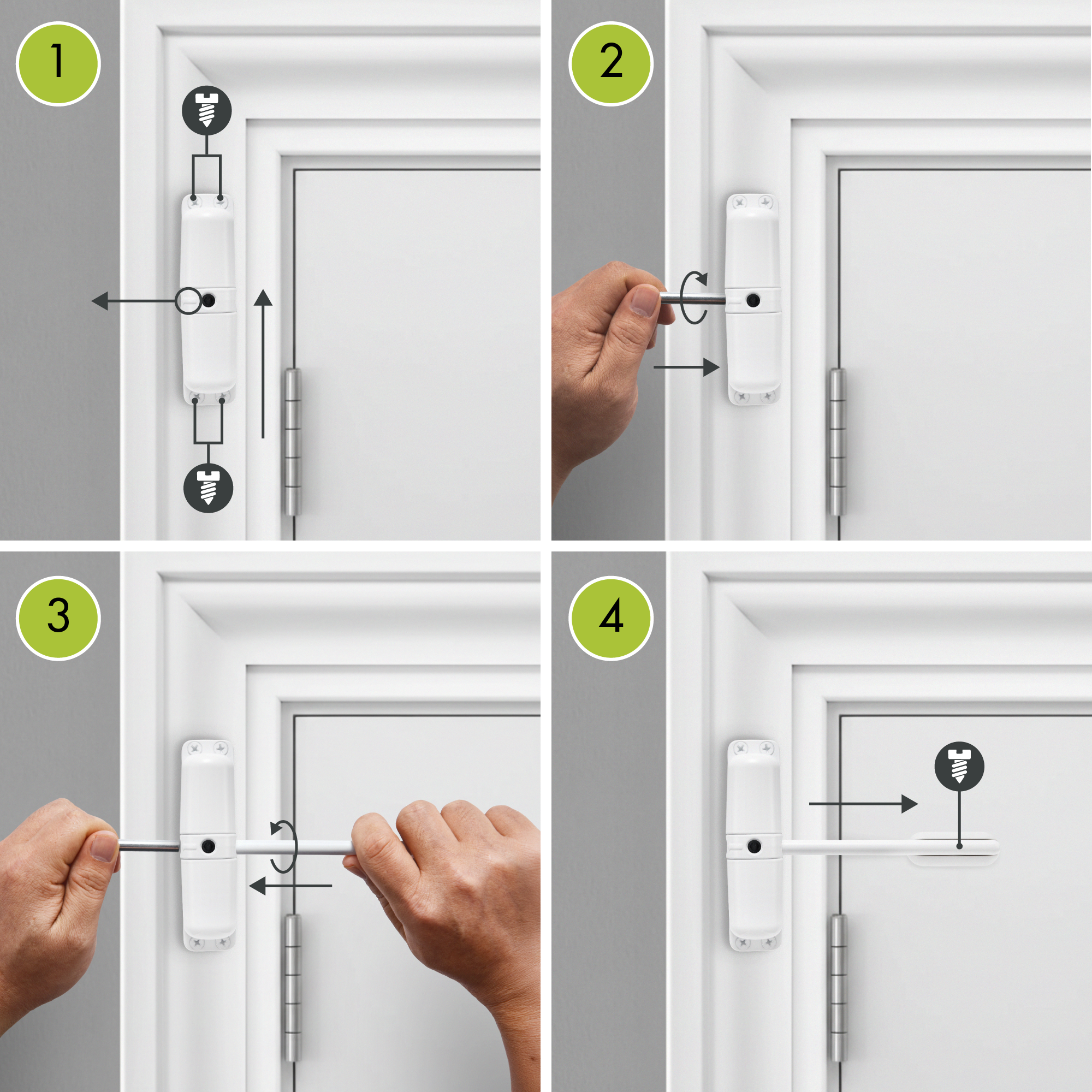 Automatic Spring Interior Door Closer, White