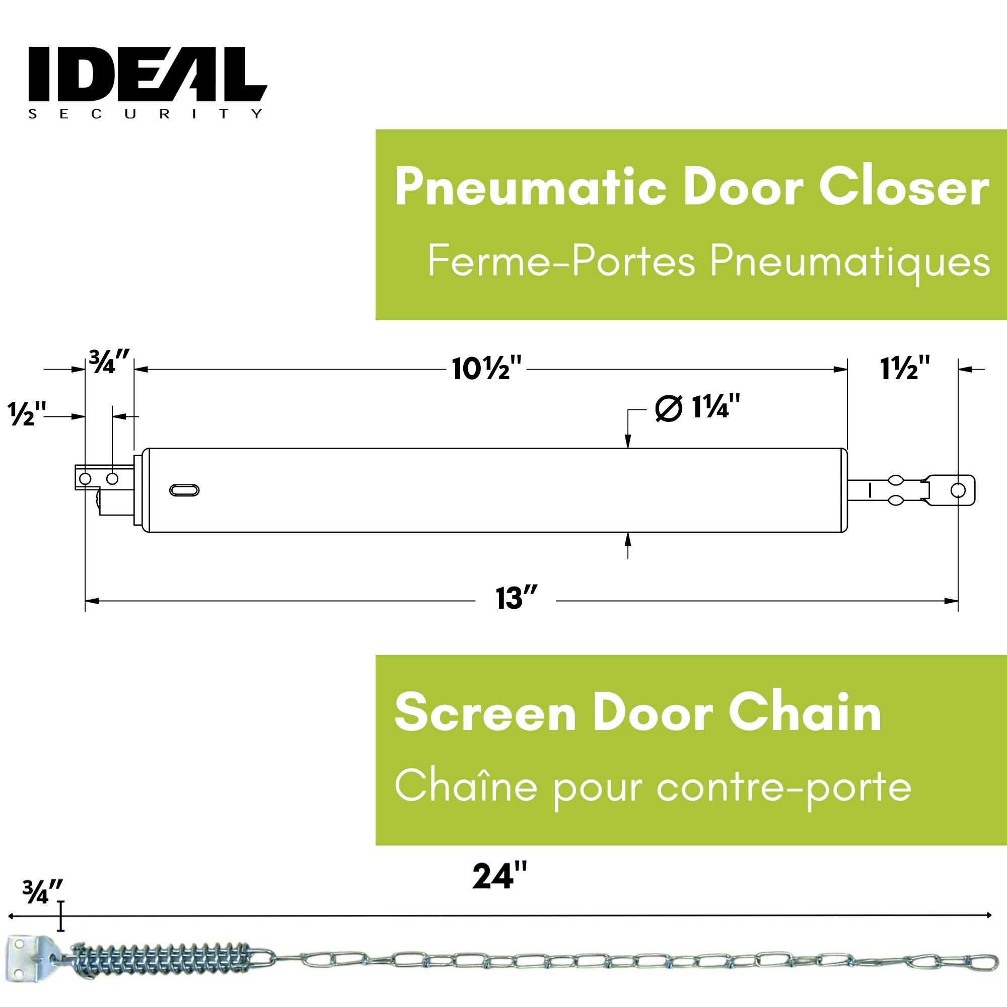 Standard Door Closer With Wind Chain, White