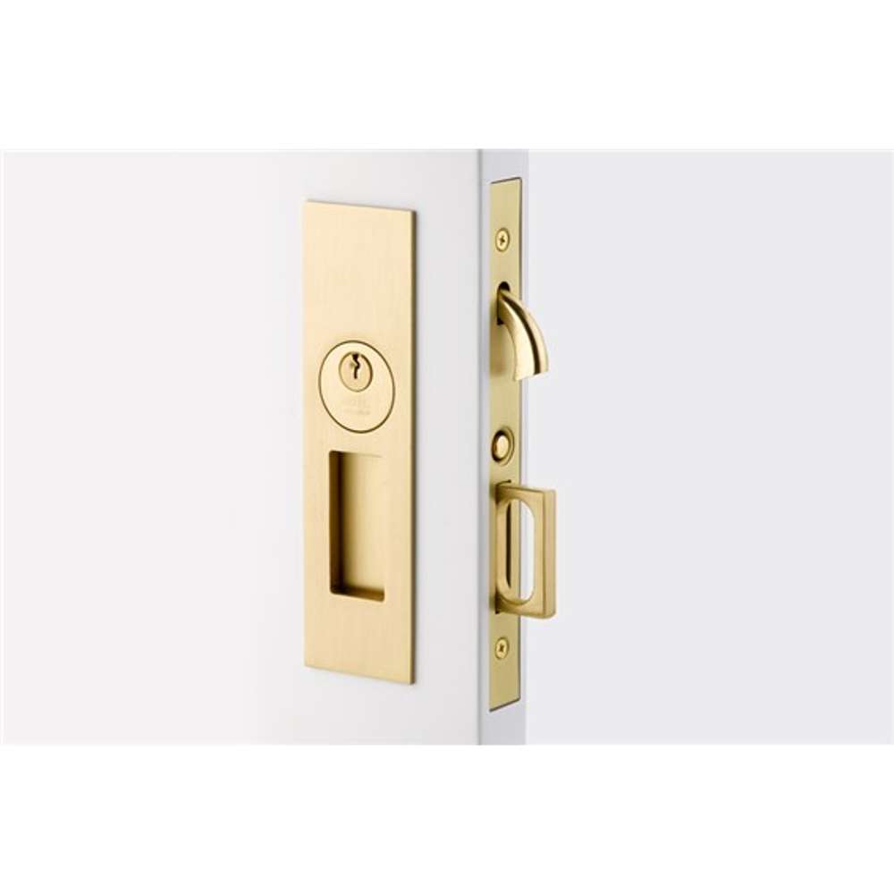 Emtek 2153 Narrow Modern Rectangular Mortise Keyed Pocket Lock