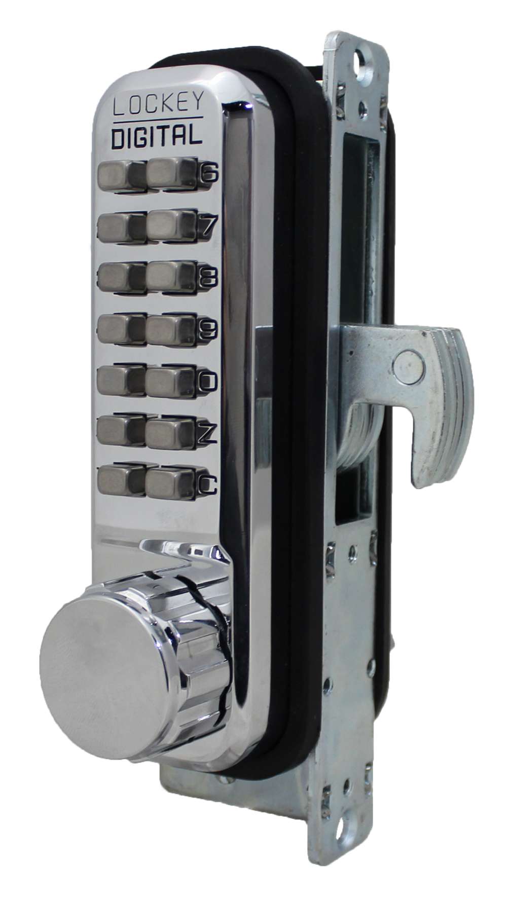 LockeyUSA 2950BCDC Keyless Narrow Stile Hook Bolt Lock Bright Chrome