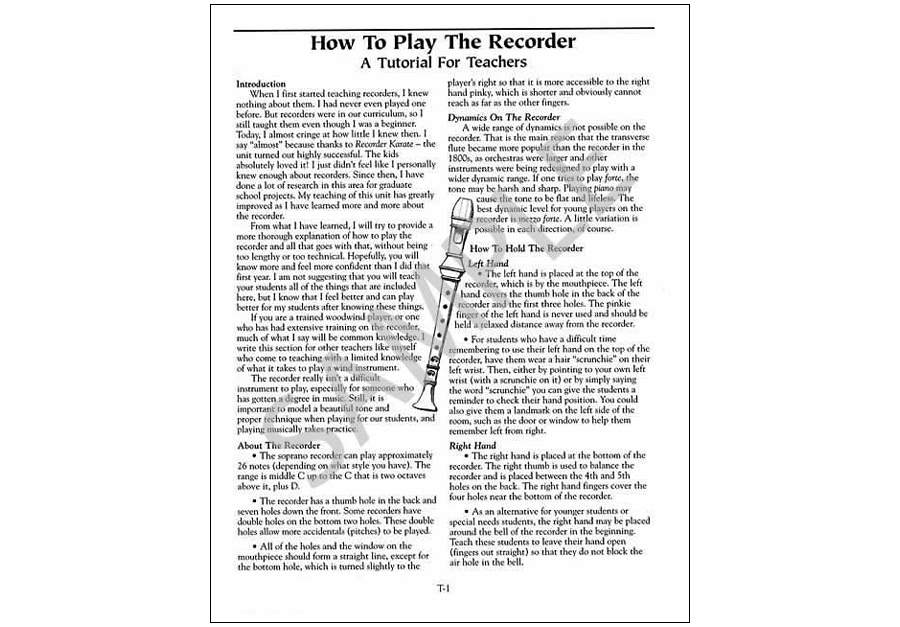 RECORDER KARATE 1 Downloadable Kit Music in Motion
